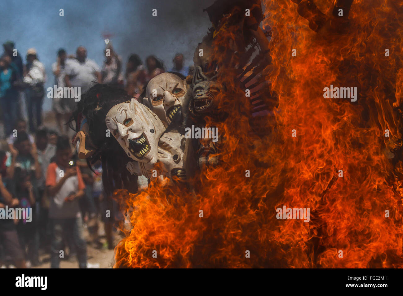 The Pharisees of the Yaqui tribe perform a mask burning ritual during ...