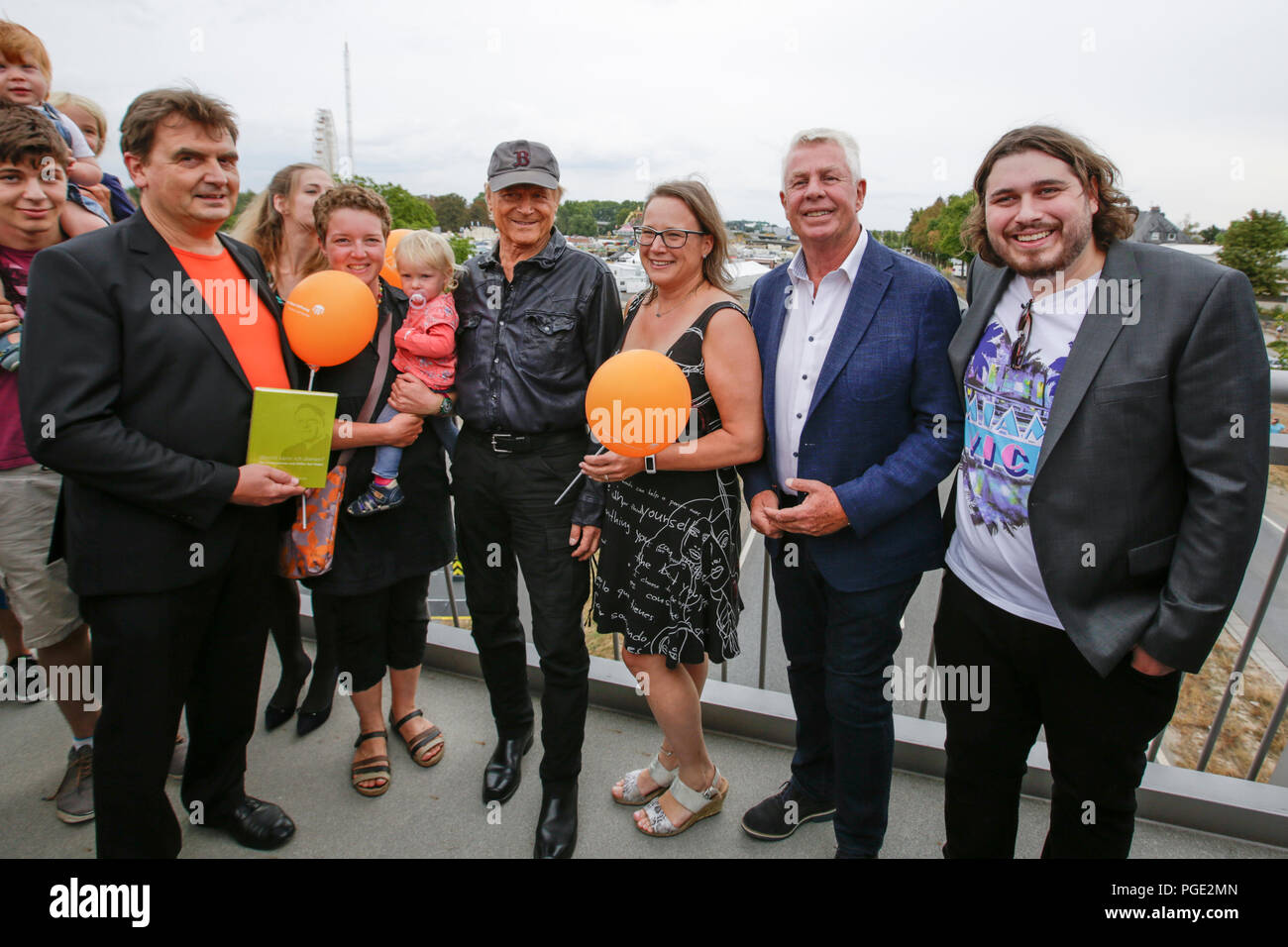 Actor Peter Englert (right), who initiated the renaming of the bridge ...
