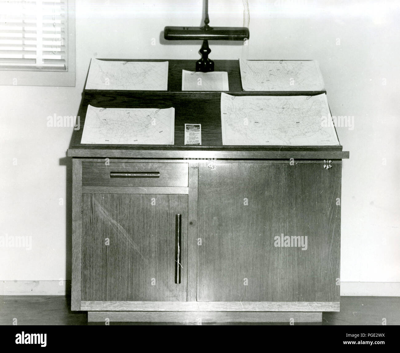 Weather Map Desk Weather Bureau Scottsbluff, NE 1950-1964 Stock Photo ...