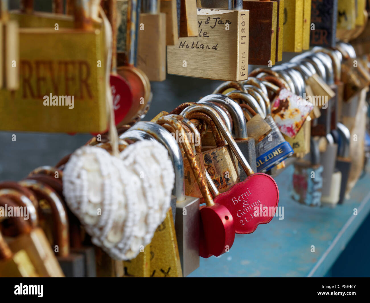 Padlock bridge at Bakewell Stock Photo - Alamy