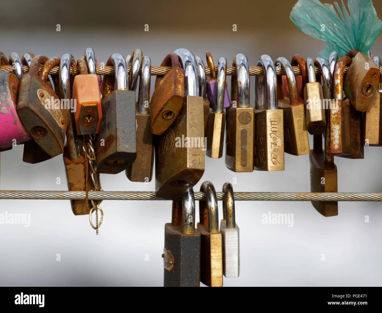 Padlock bridge at Bakewell Stock Photo - Alamy