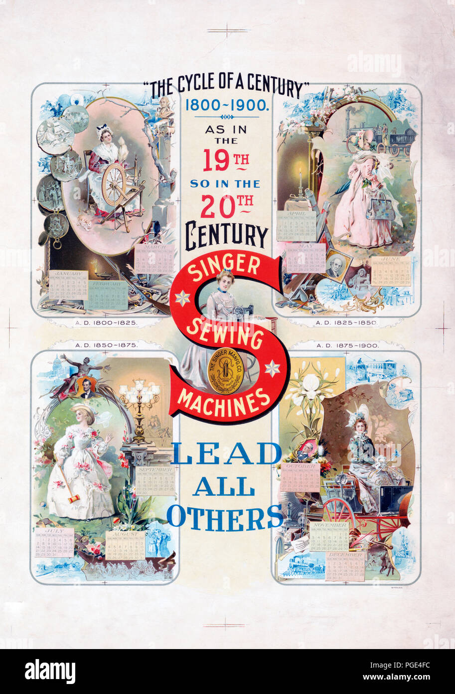 "The cycle of a century" 1800-1900. Singer sewing machines lead all ...