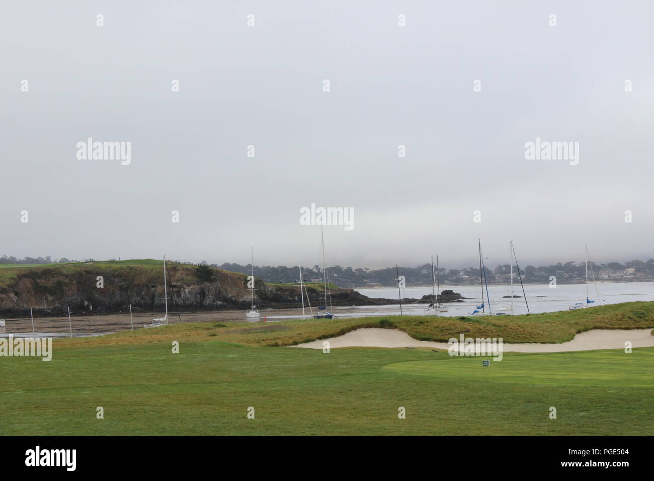 Golf course overlooking Monterey Bay, Pebble Beach, California, USA ...