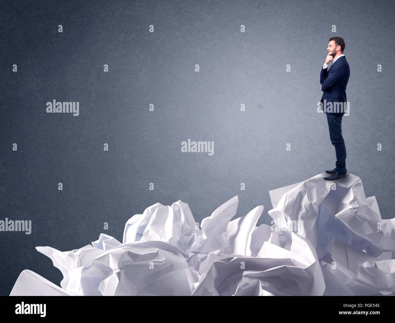 Person thinking crumpled papers hi-res stock photography and images - Alamy