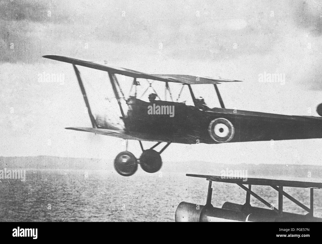 This remarkable photograph shows a British aeroplane leaving its ...