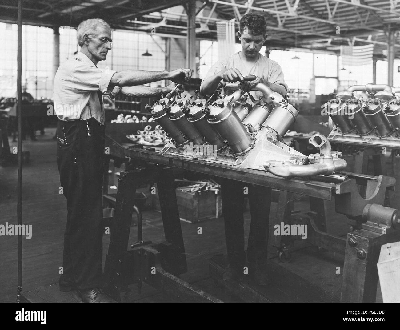 Manufacturing airplane engines. Tear down operation, disassemble motor ...