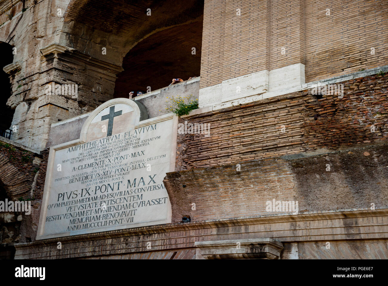 Engraved marble sign on side of Colosseum for Amphitheatre Flavium in ...
