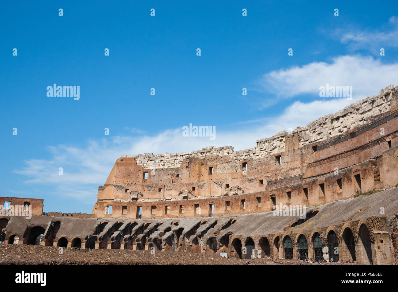 Interior curving amphitheatre wall of colosseum in Rome Stock Photo - Alamy