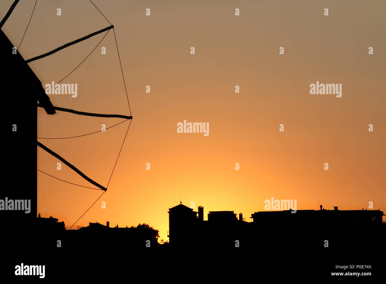 Old windmill sunset Nessebar Bulgaria Stock Photo - Alamy