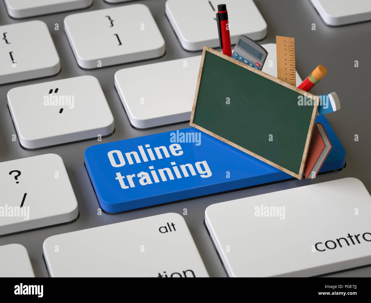 Online training key on the keyboard, 3d rendering,conceptual image ...