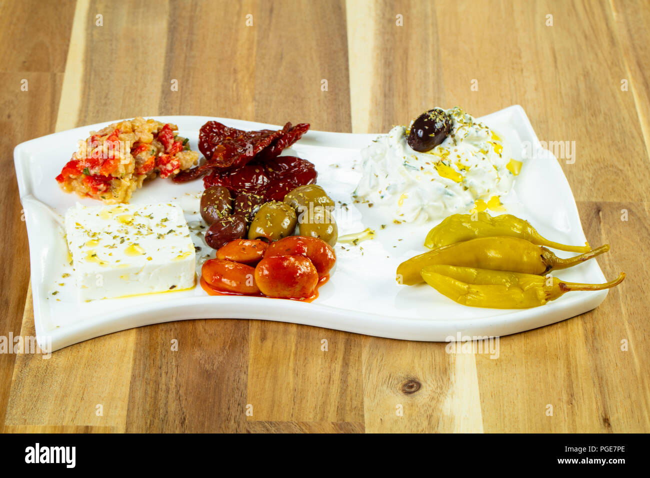 Greek traditional meze with dzadziki Stock Photo - Alamy