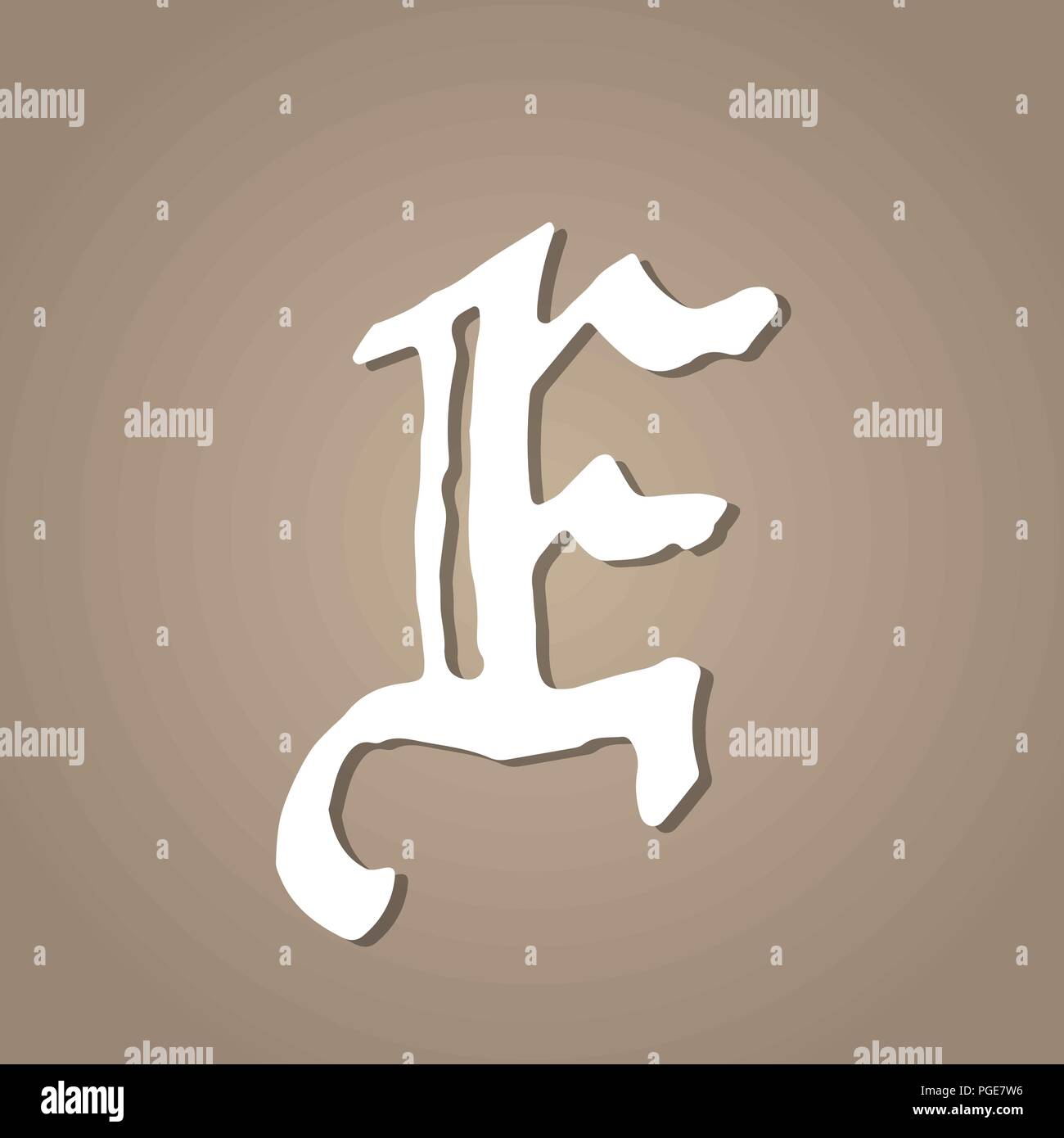Letter E. Vintage grunge font. Gothic style letter. Vector illustration ...