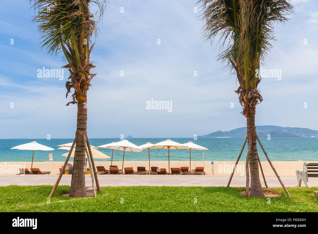 The Nha Trang Beach on a sunny day, the popular tourist destination in ...