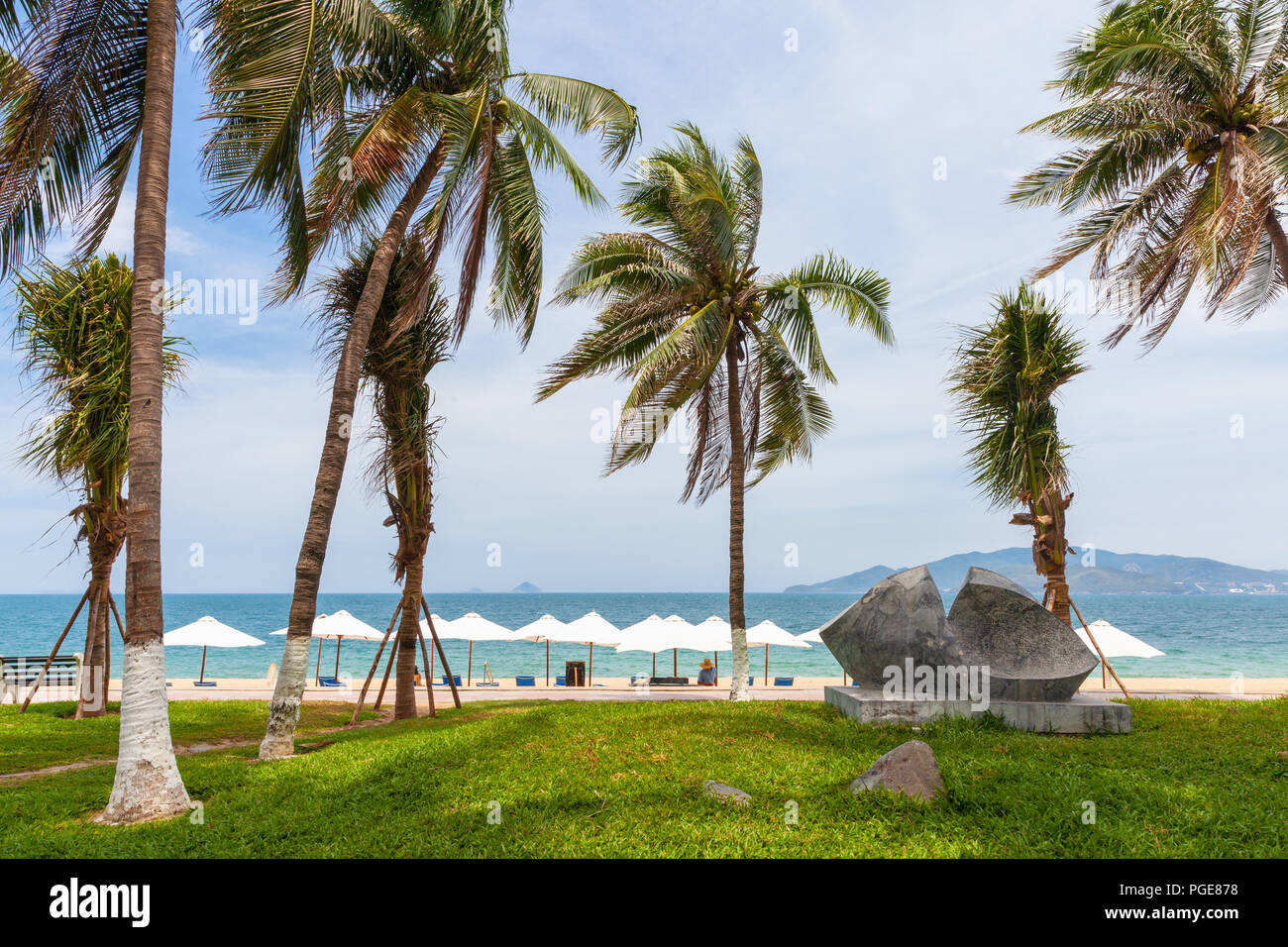 The Nha Trang Beach on a sunny day, the popular tourist destination in ...