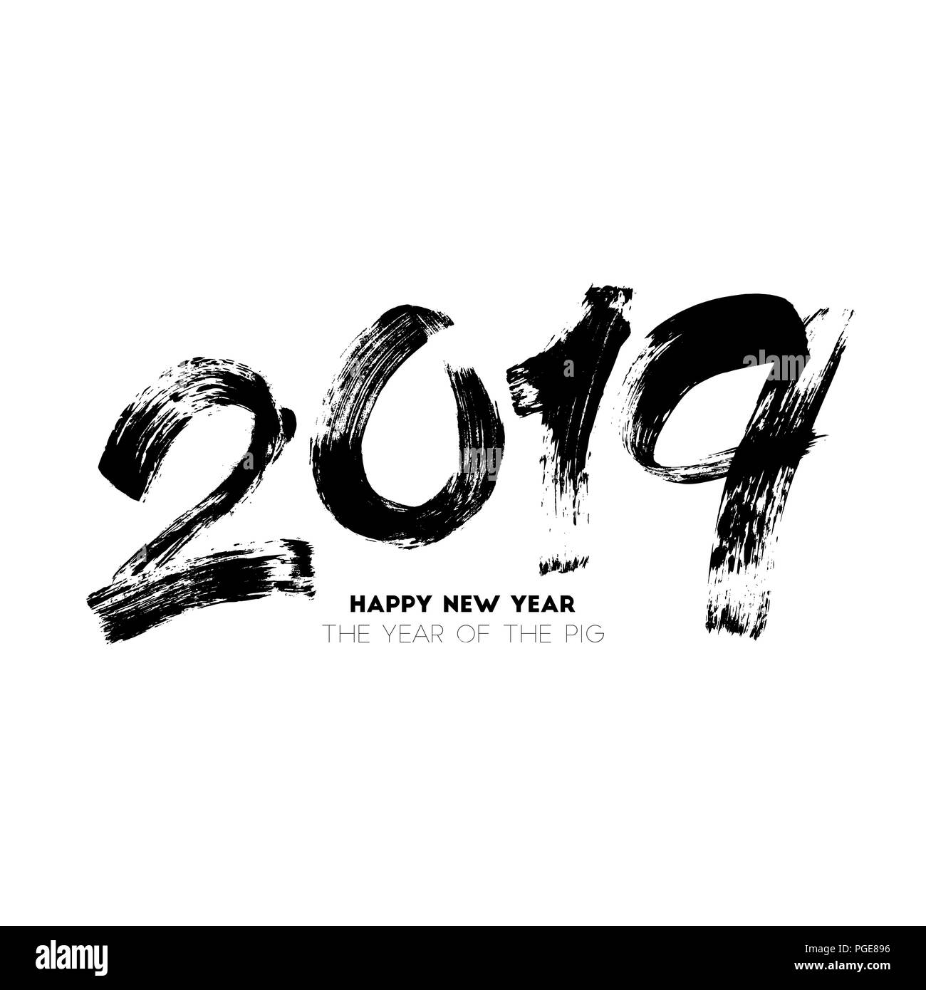 New year 2019 calligraphy Black and White Stock Photos & Images - Alamy
