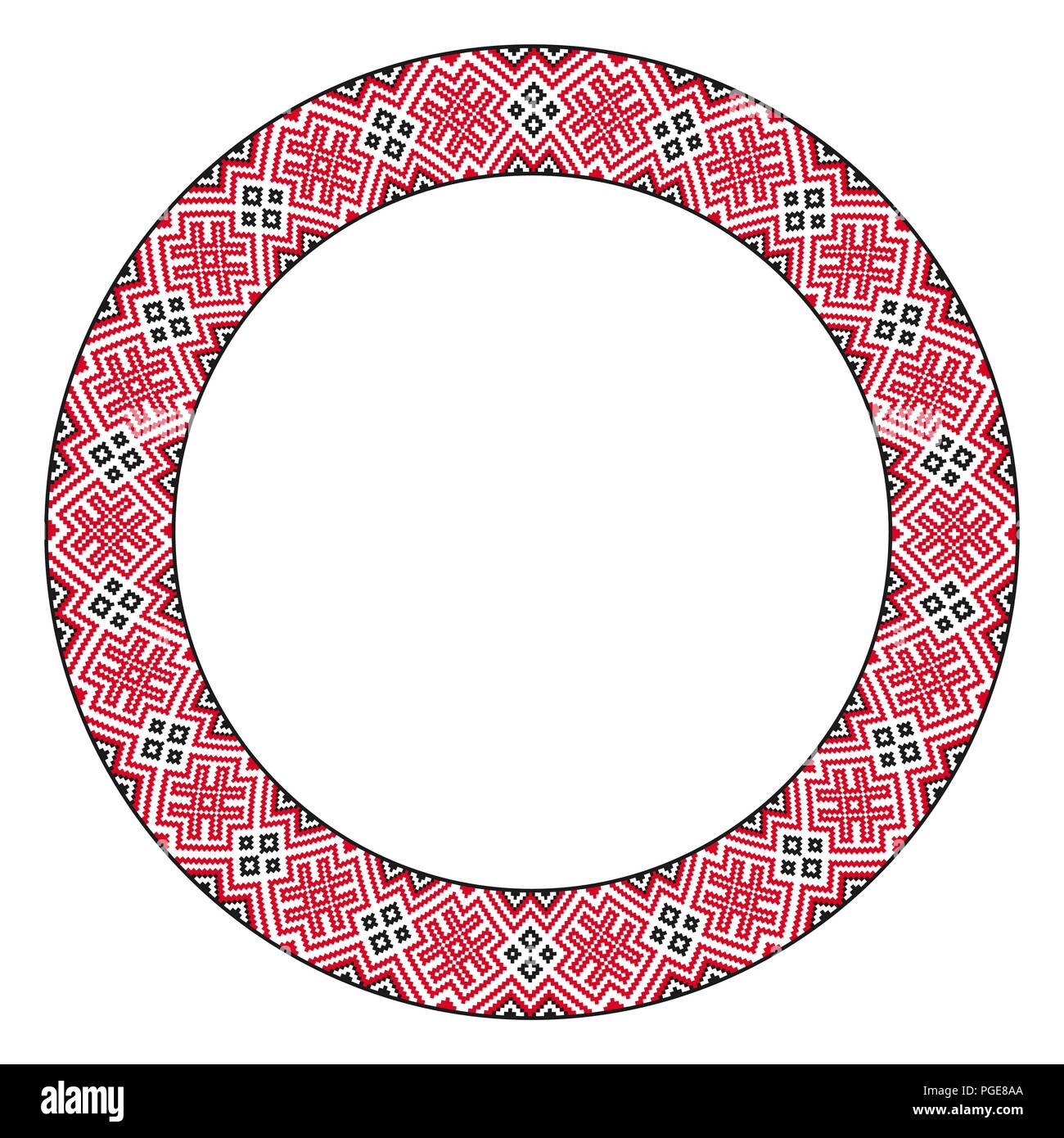 Traditional round embroidery. Vector illustration of ethnic round ...