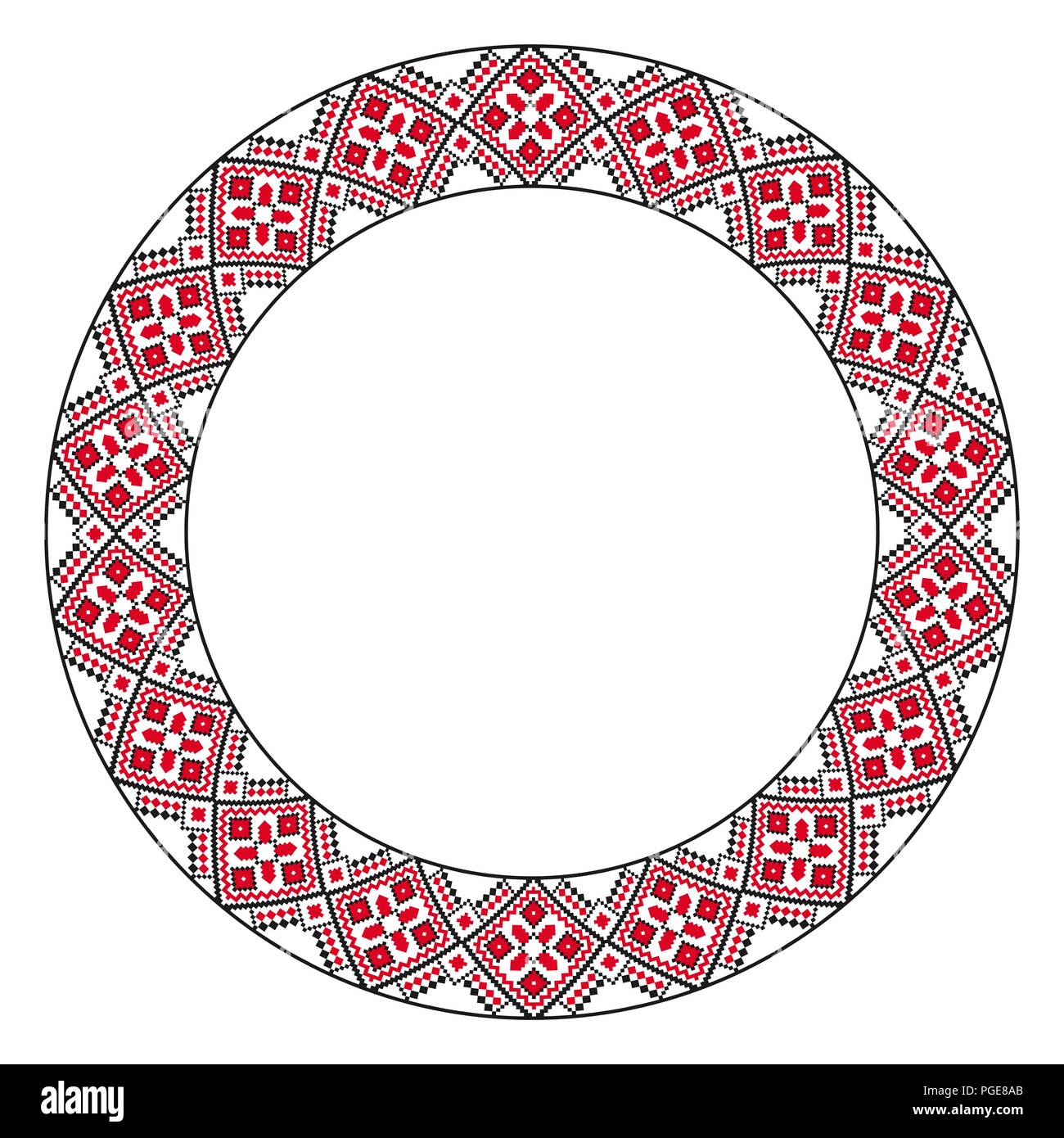 Traditional round embroidery. Vector illustration of ethnic round ...