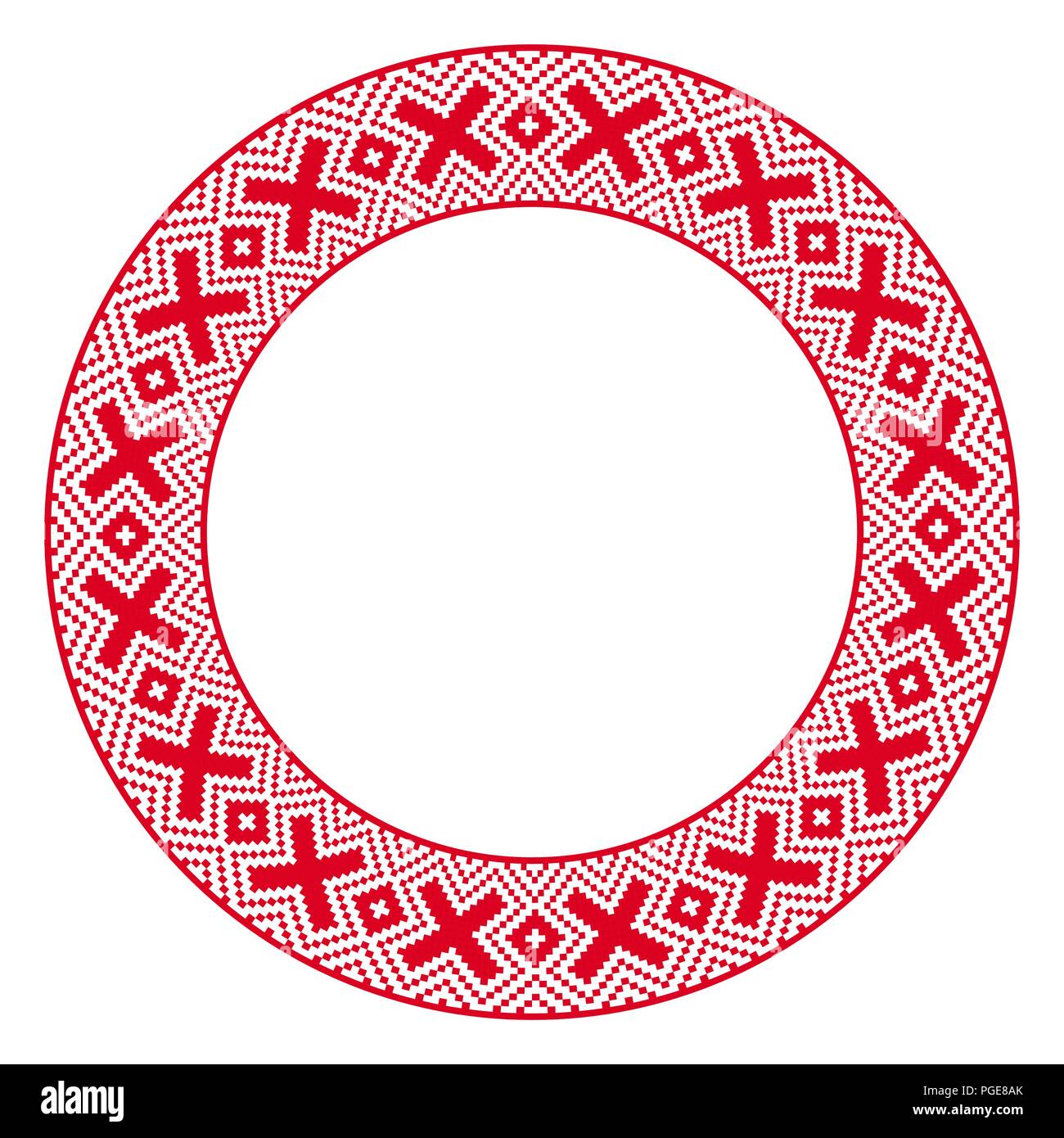 Traditional round embroidery. Vector illustration of ethnic round ...