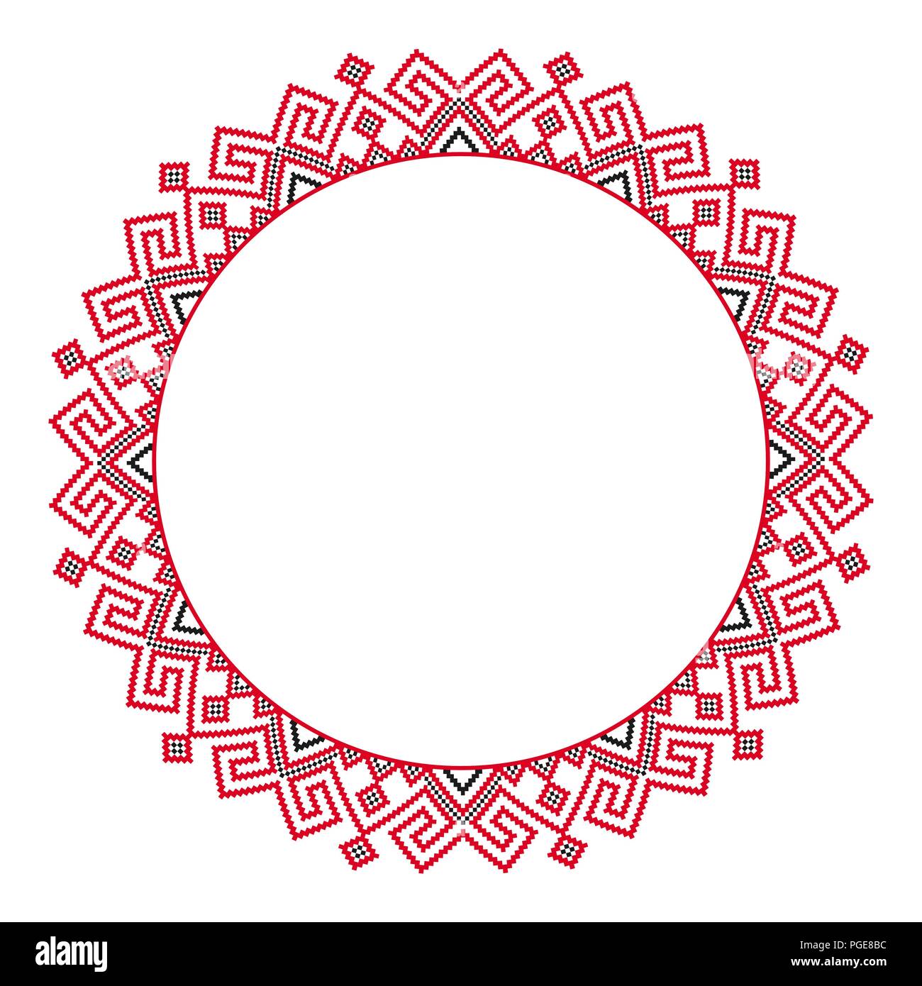 Traditional round embroidery. Vector illustration of ethnic round ...