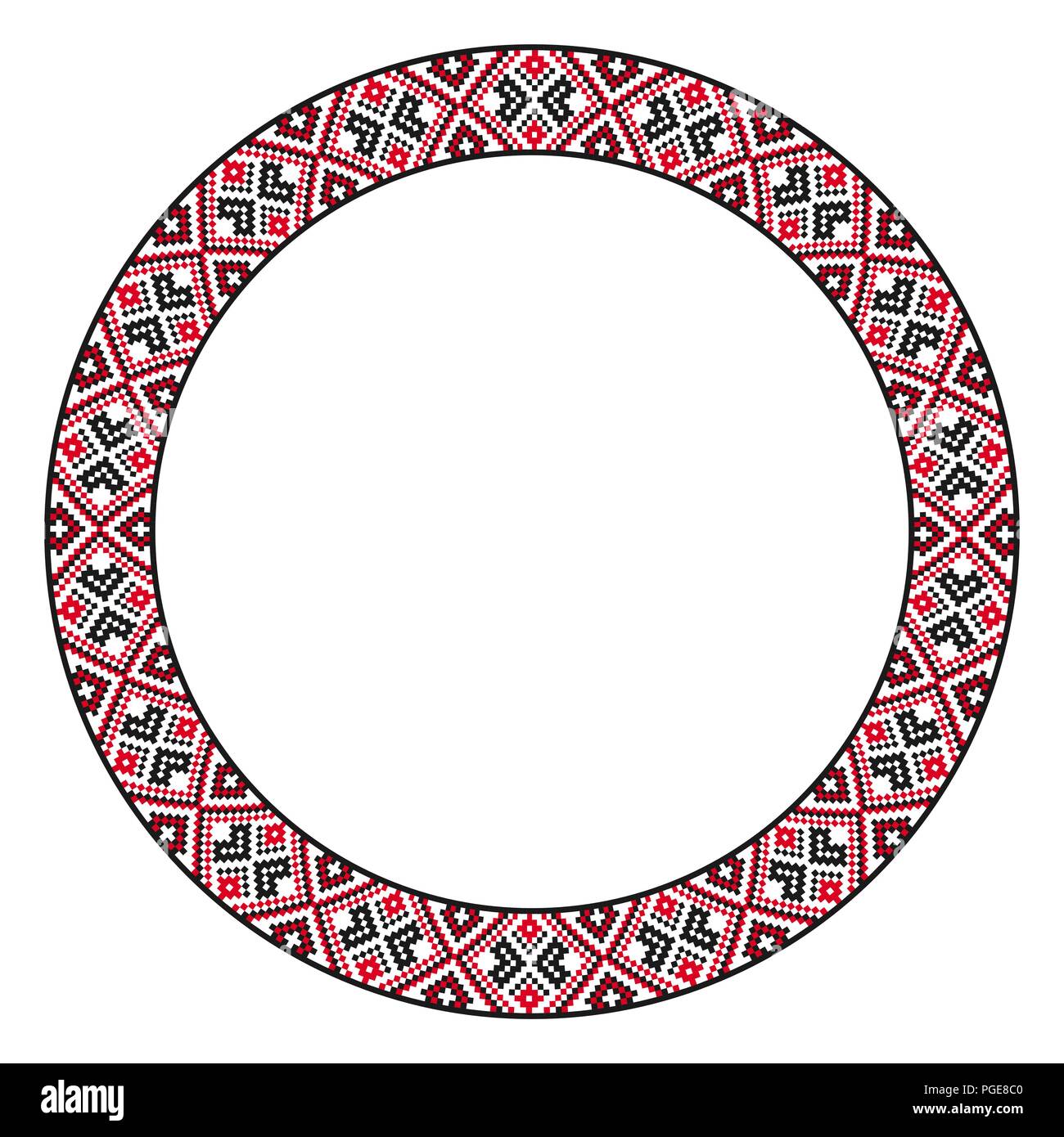 Traditional round embroidery. Vector illustration of ethnic round ...