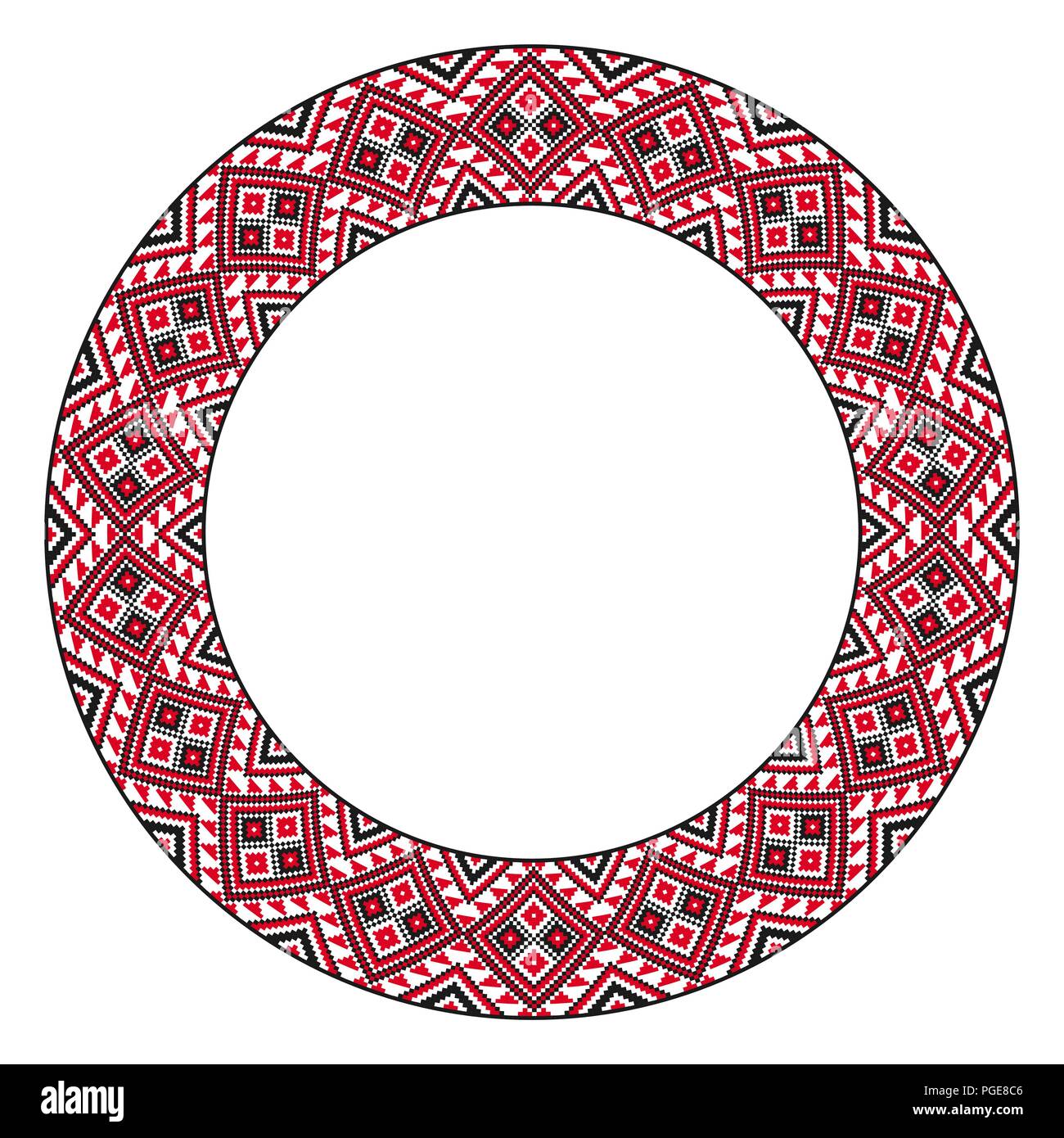Traditional round embroidery. Vector illustration of ethnic round ...