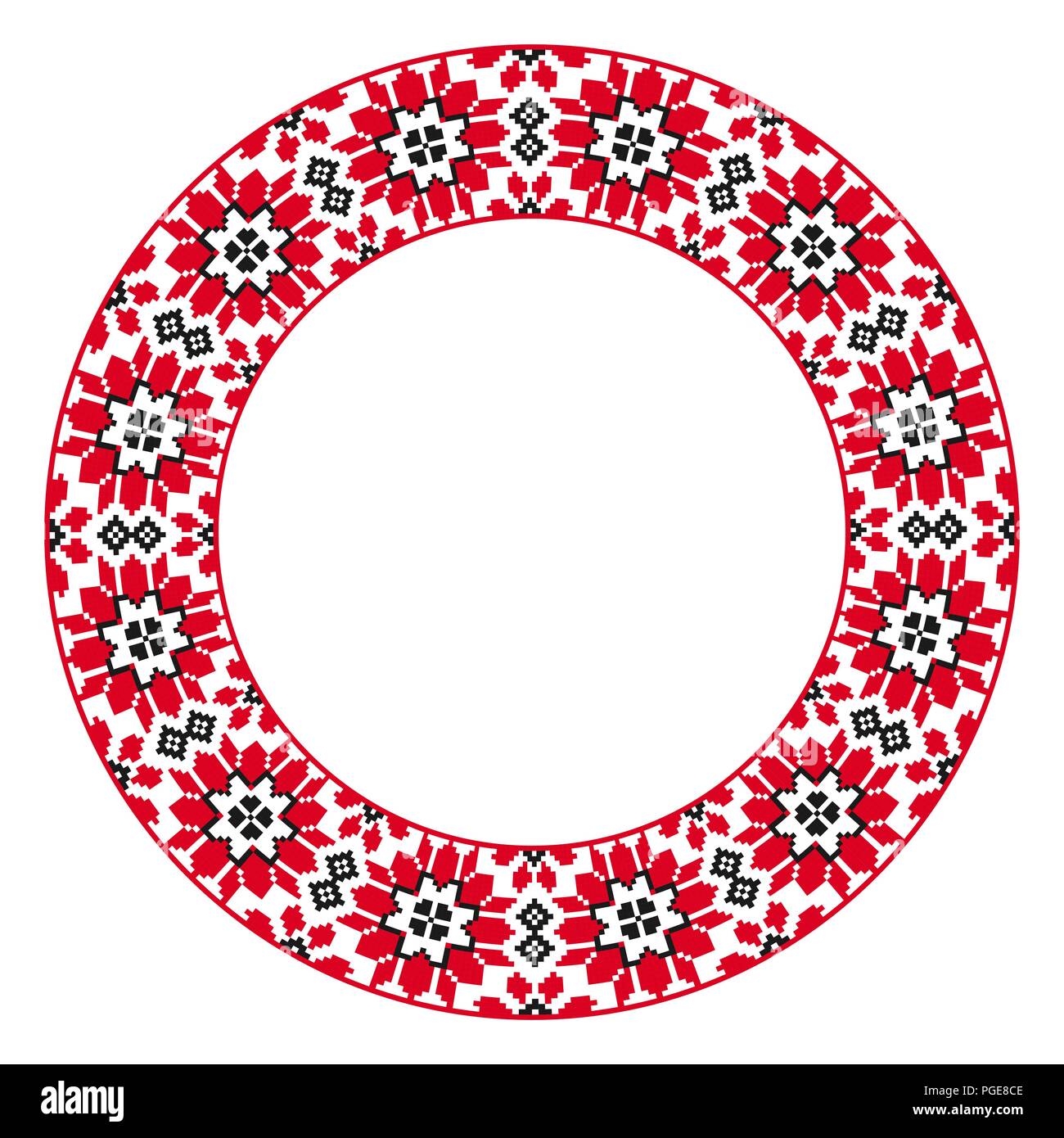 Traditional round embroidery. Vector illustration of ethnic round ...