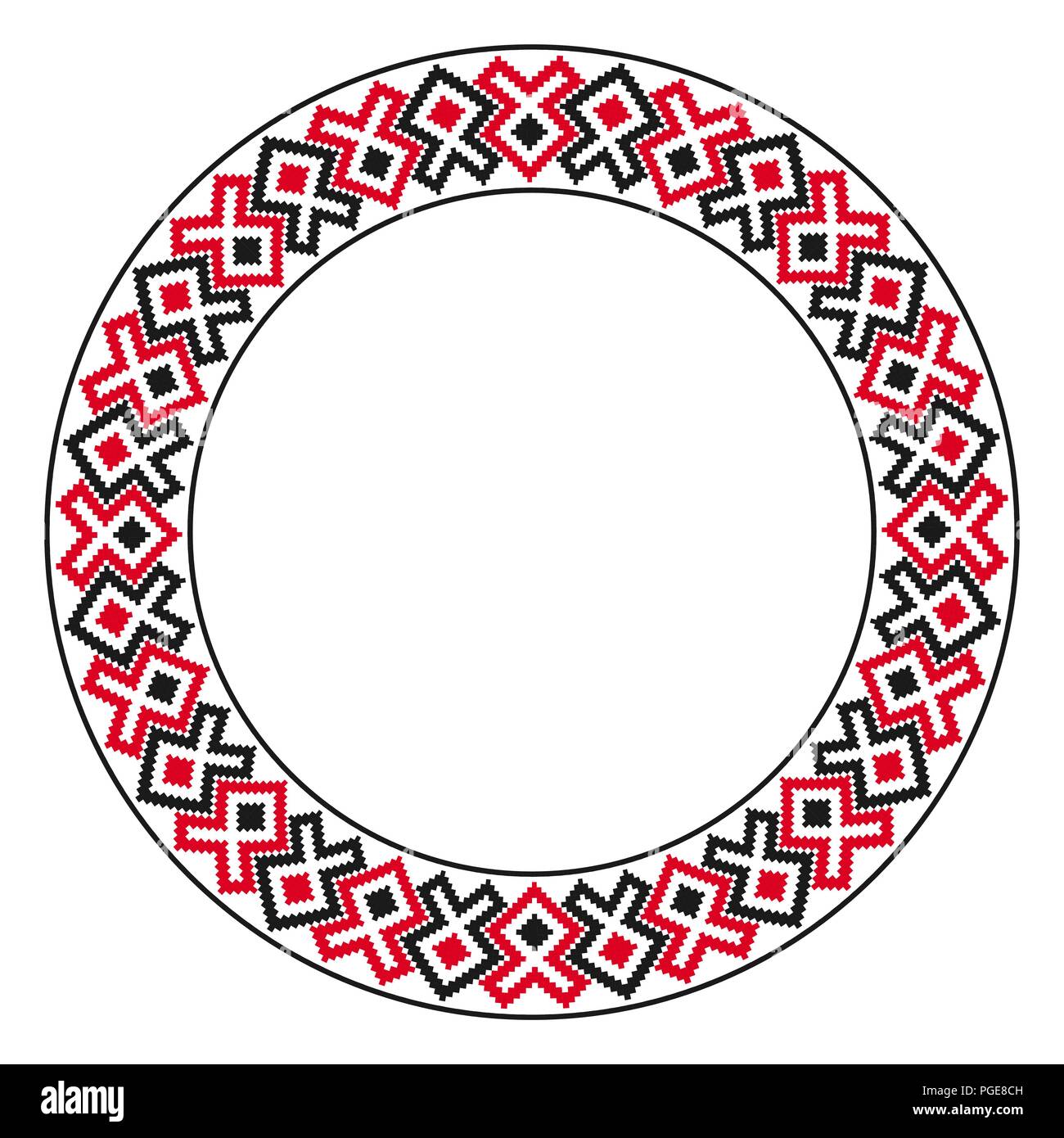 Traditional round embroidery. Vector illustration of ethnic round ...