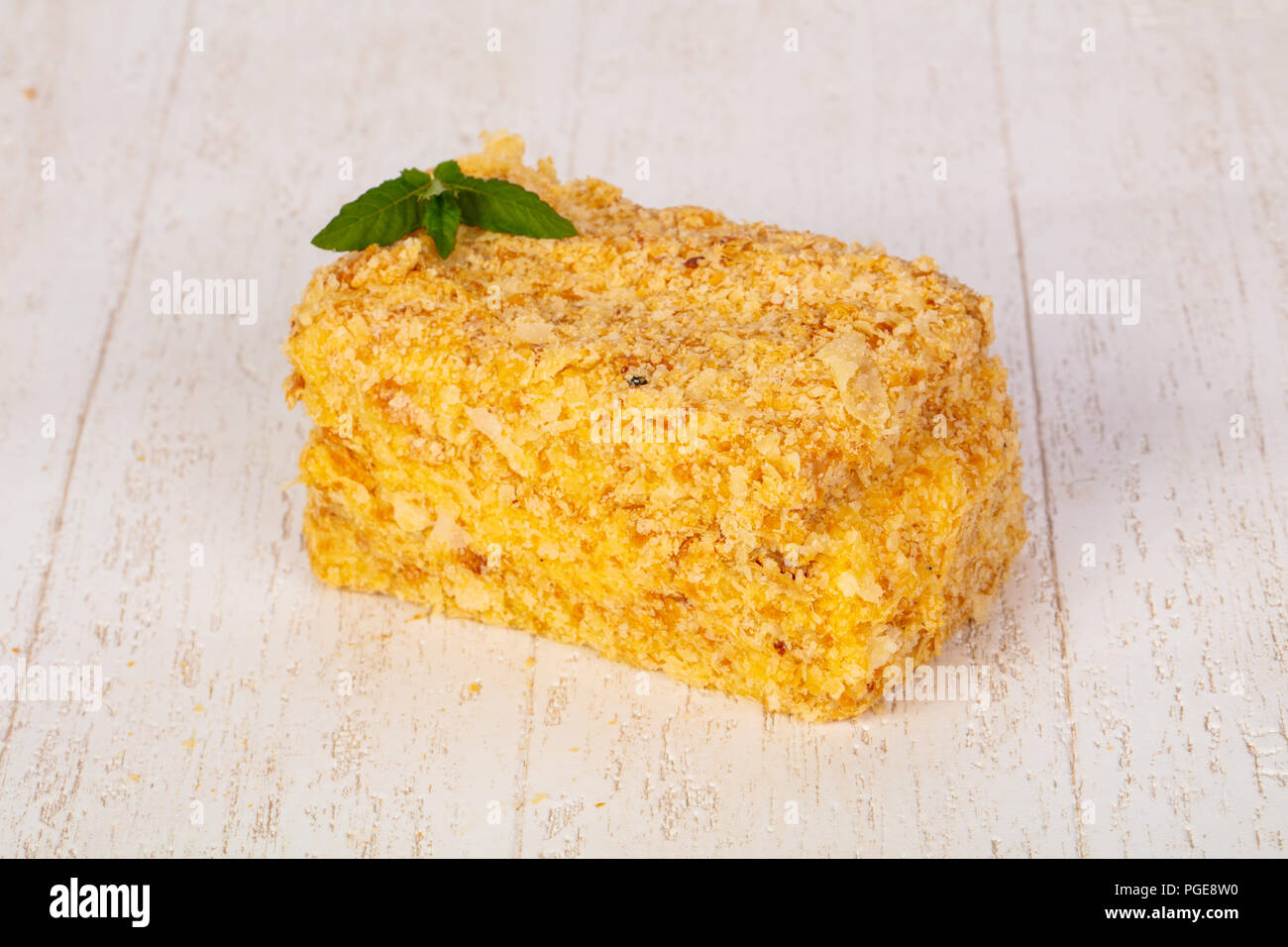 Layered tasty sweet Napoleon cake Stock Photo - Alamy