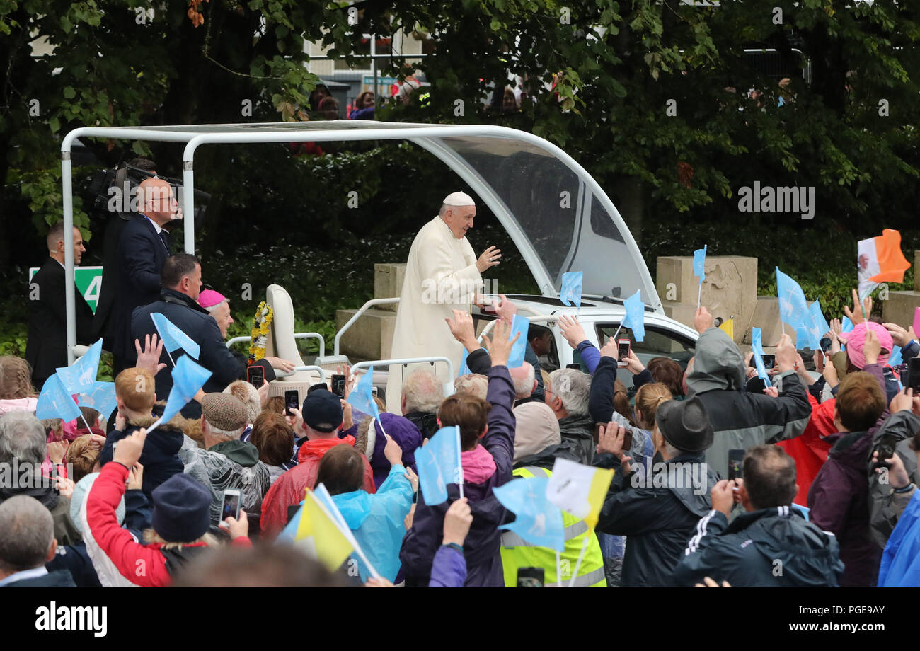 Pope Francis arrives for his visit to Knock Holy Shrine, in County Mayo ...