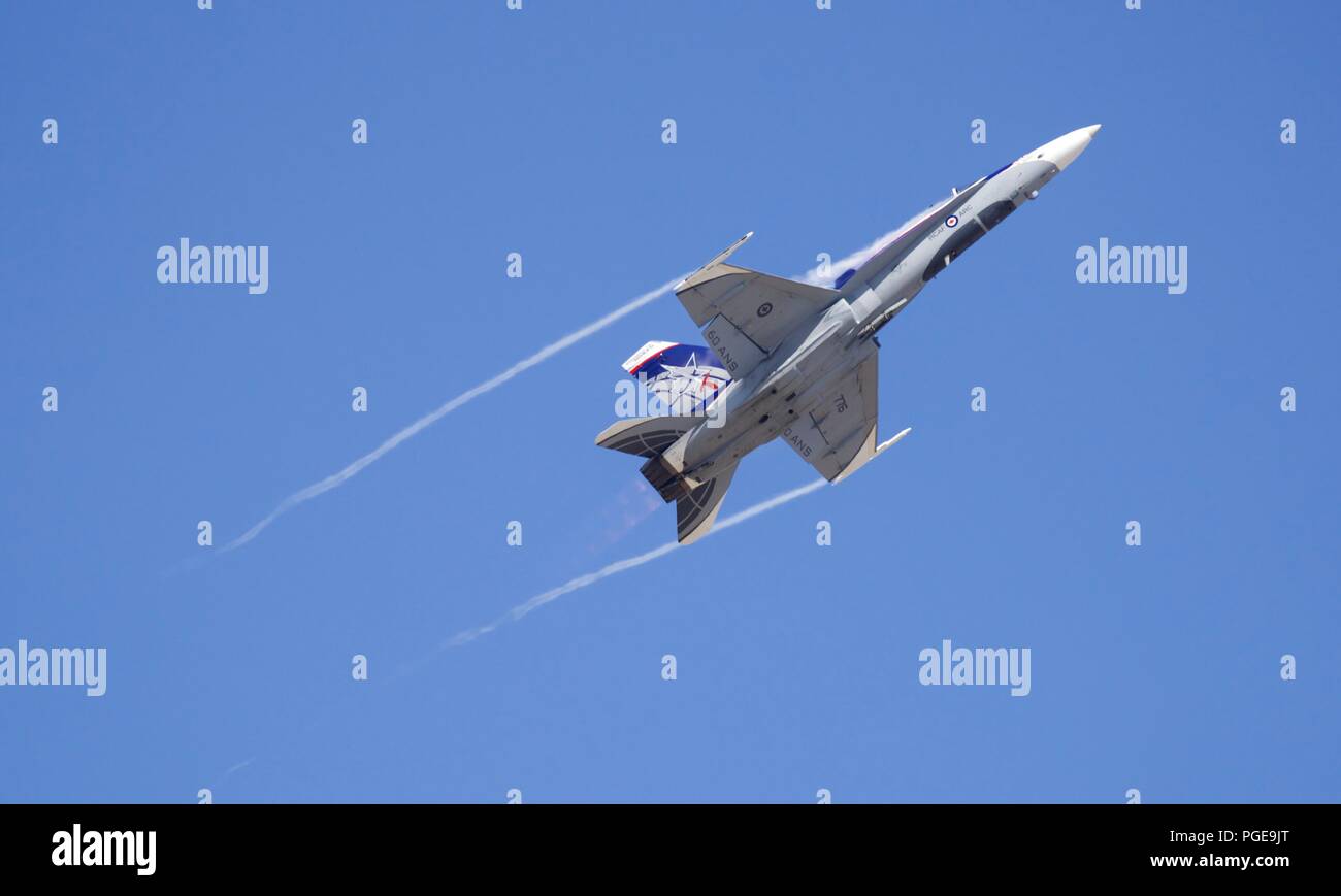 Royal Canadian Air Force CF-18 Hornet performing at RIAT 2018 with a ...