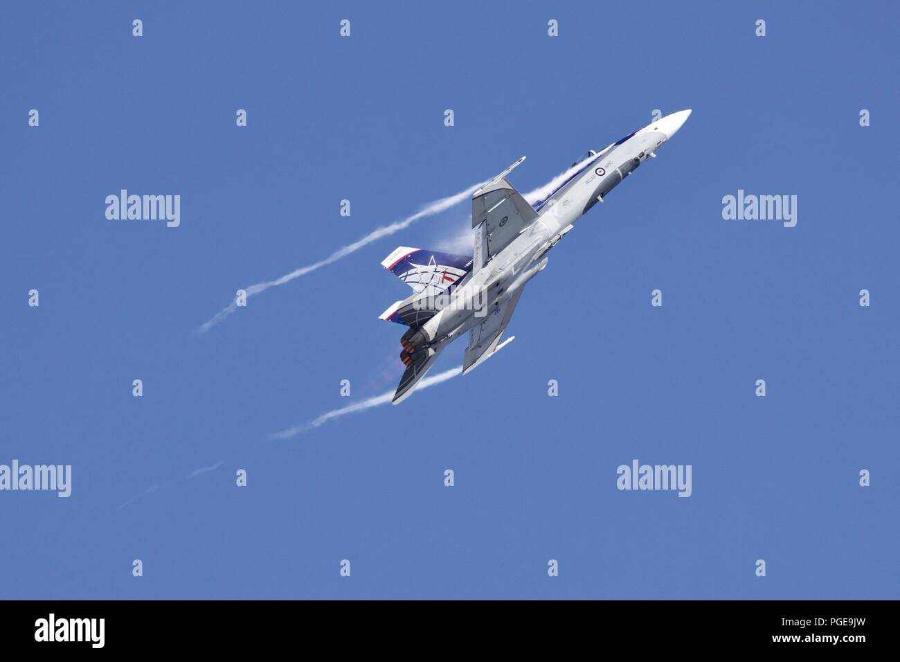 Royal Canadian Air Force CF-18 Hornet performing at RIAT 2018 with a ...