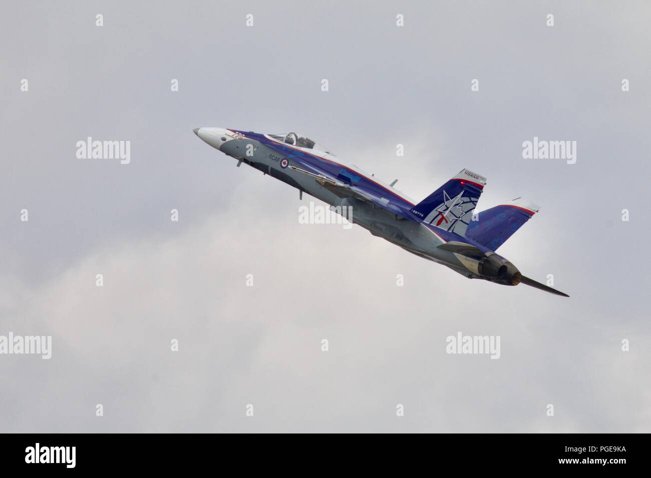 Royal Canadian Air Force CF-18 Hornet performing at RIAT 2018 with a ...