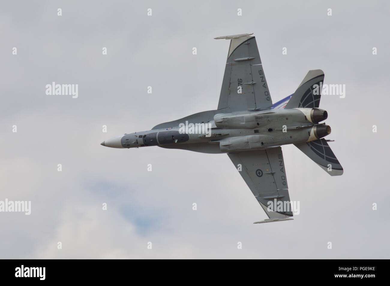 Royal Canadian Air Force CF-18 Hornet performing at RIAT 2018 with a ...