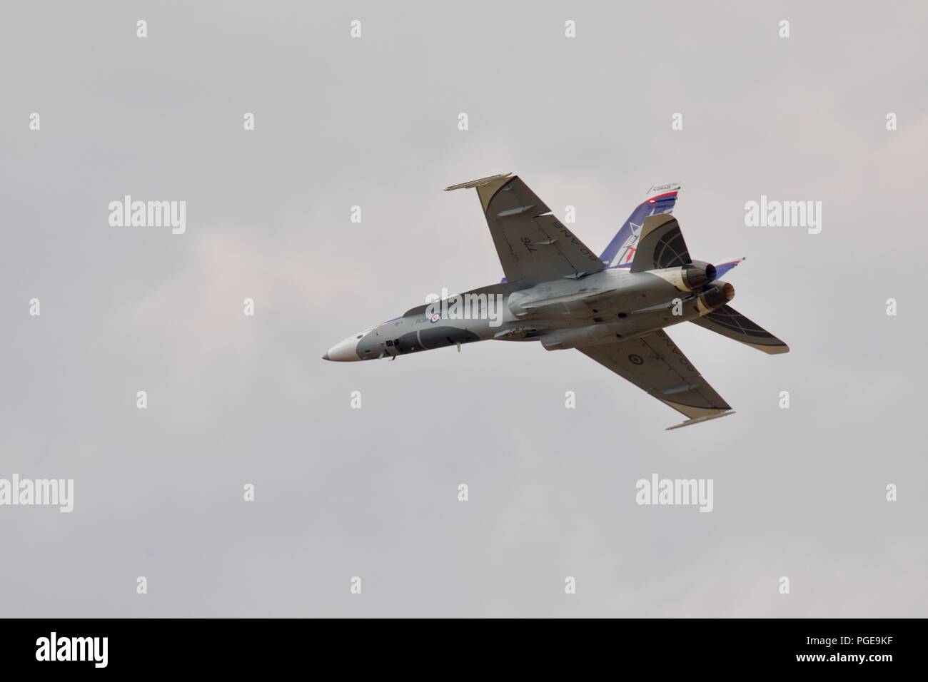 Royal Canadian Air Force CF-18 Hornet performing at RIAT 2018 with a ...