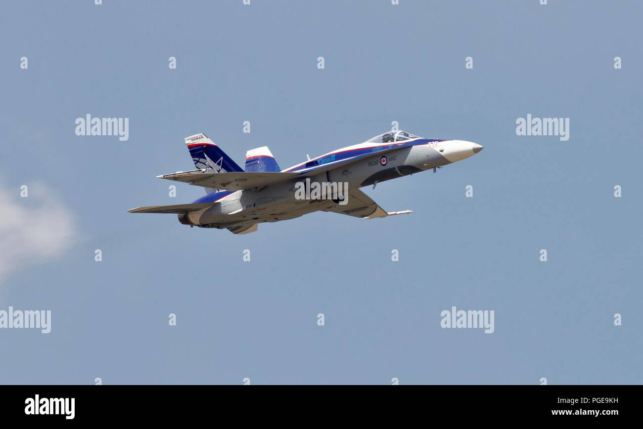 Royal Canadian Air Force CF-18 Hornet performing at RIAT 2018 with a ...
