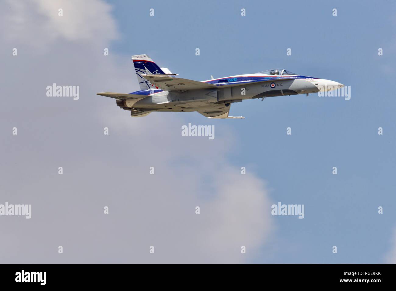 Royal Canadian Air Force CF-18 Hornet performing at RIAT 2018 with a ...