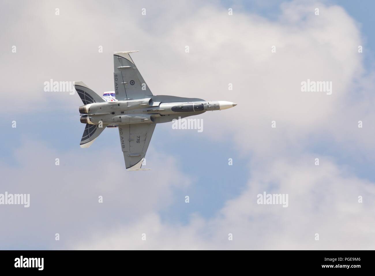 Royal Canadian Air Force CF-18 Hornet performing at RIAT 2018 with a ...
