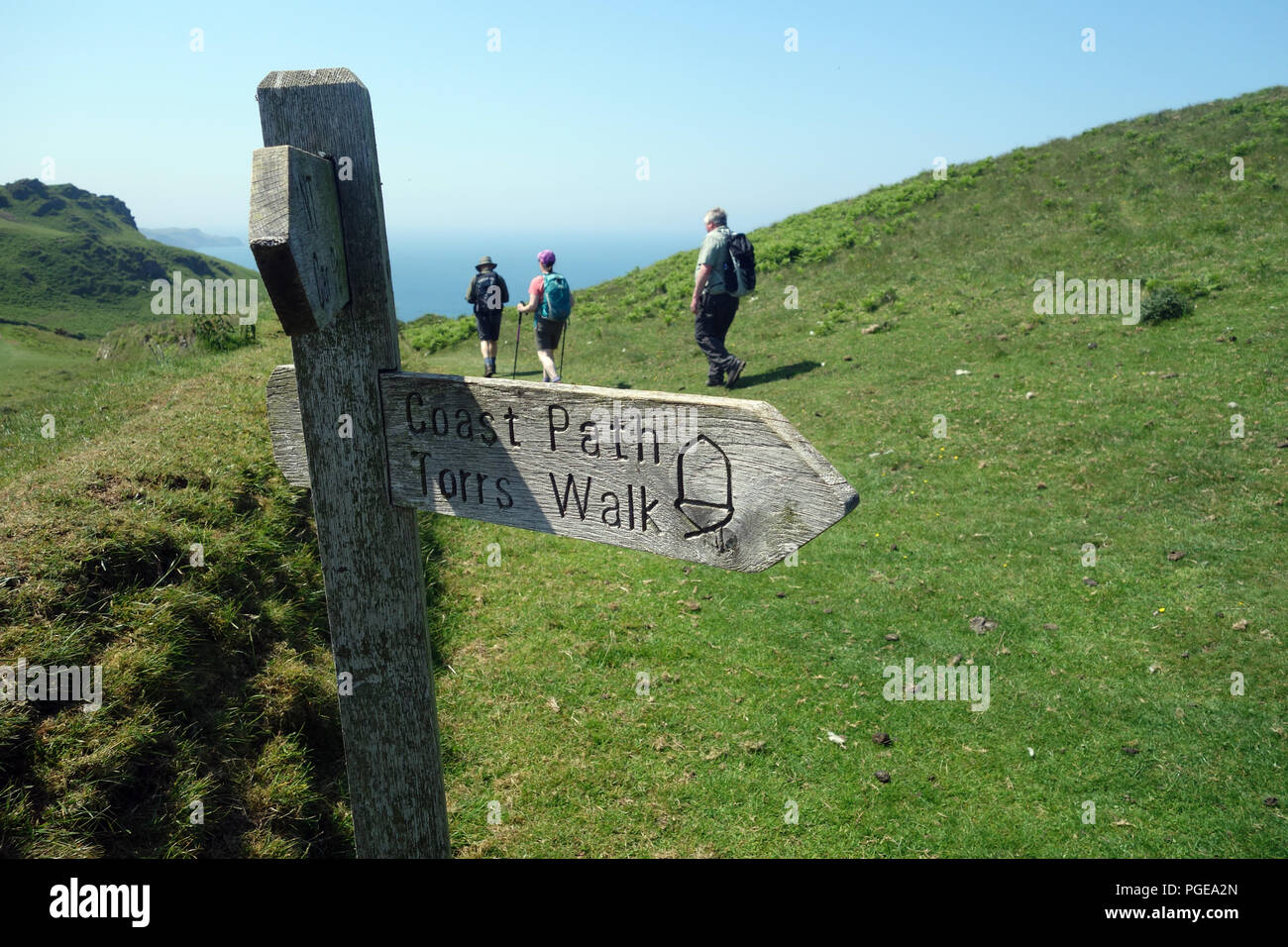 Three Walkers Walking on the Seven Hills Torrs Park Cliff Footpath near ...