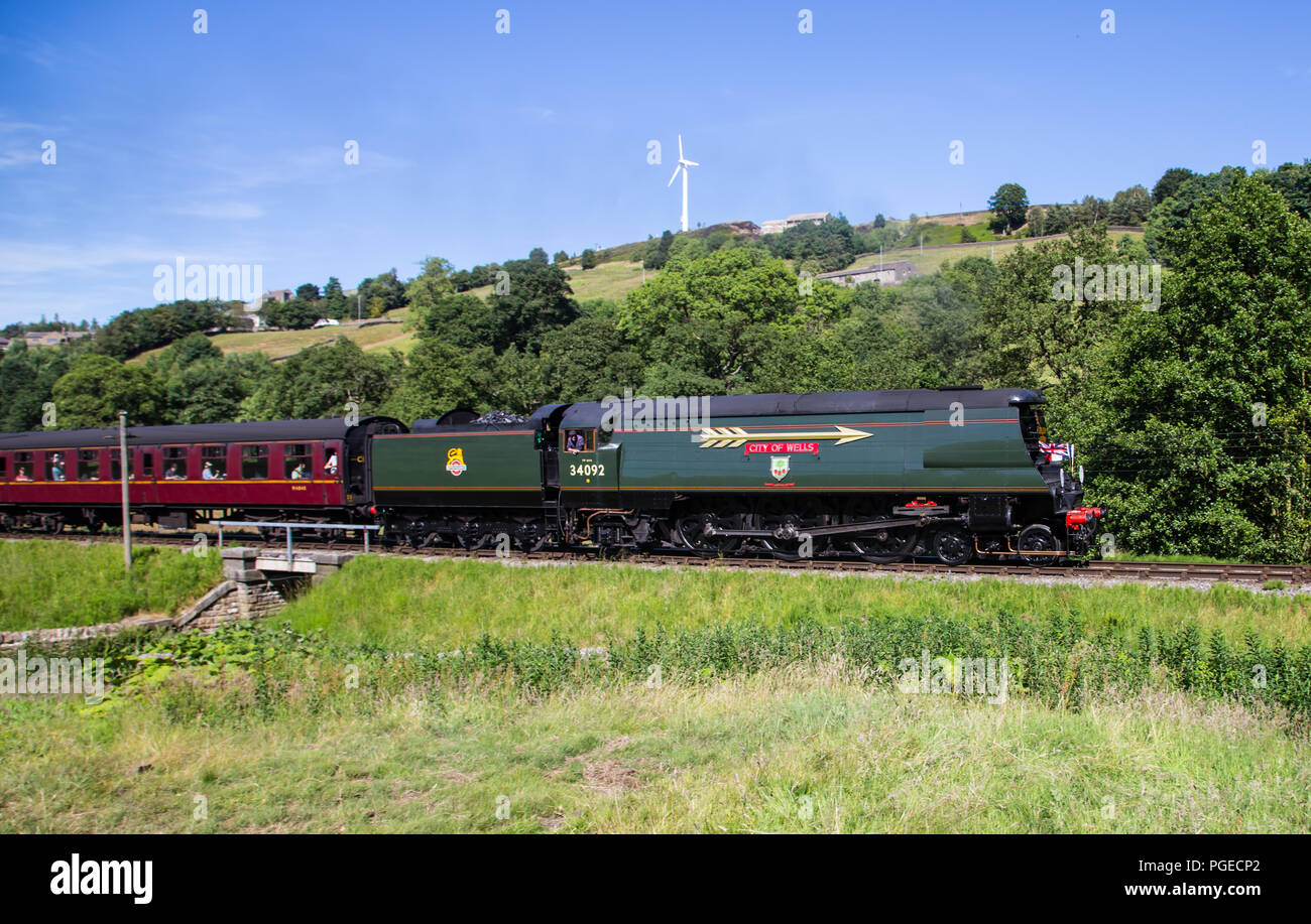 Howarth, Yorkshire, England, June 26 2018 City of Wells class steam ...