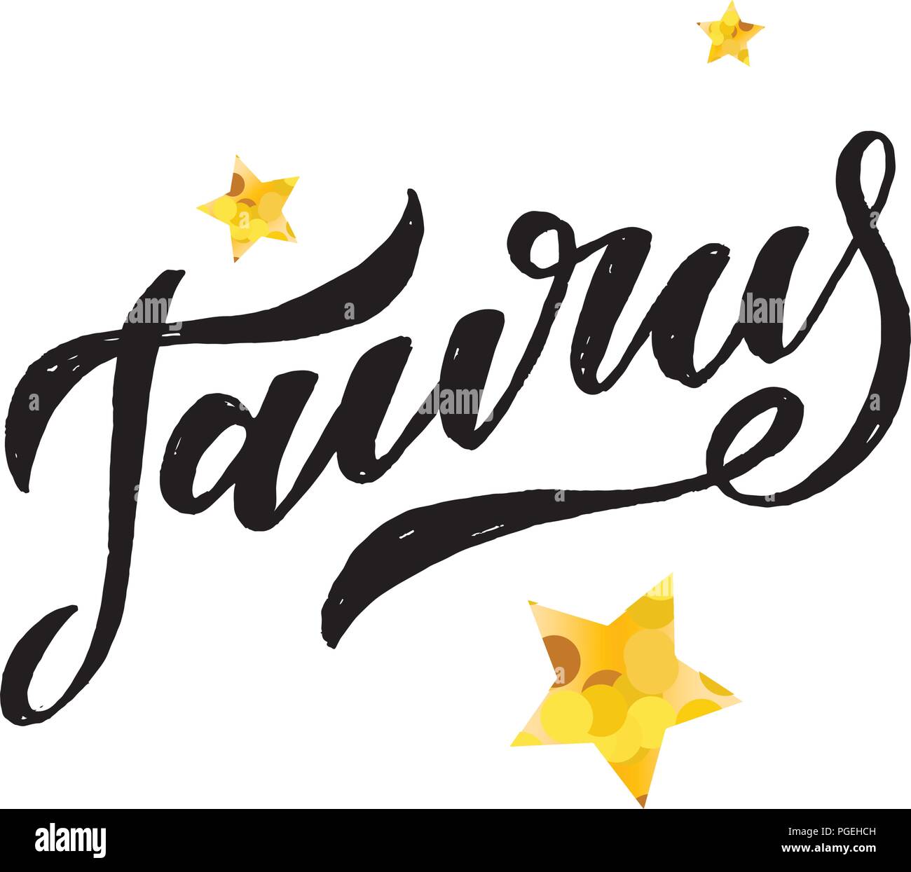 Taurus lettering Calligraphy Brush Text horoscope Zodiac sign ...
