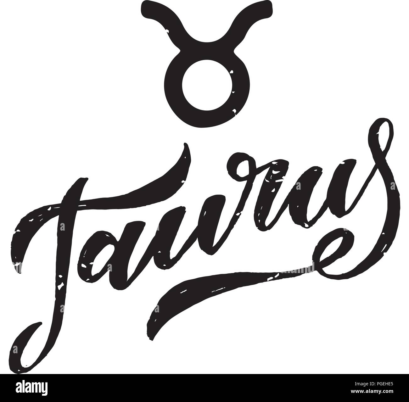 Taurus lettering Calligraphy Brush Text horoscope Zodiac sign ...