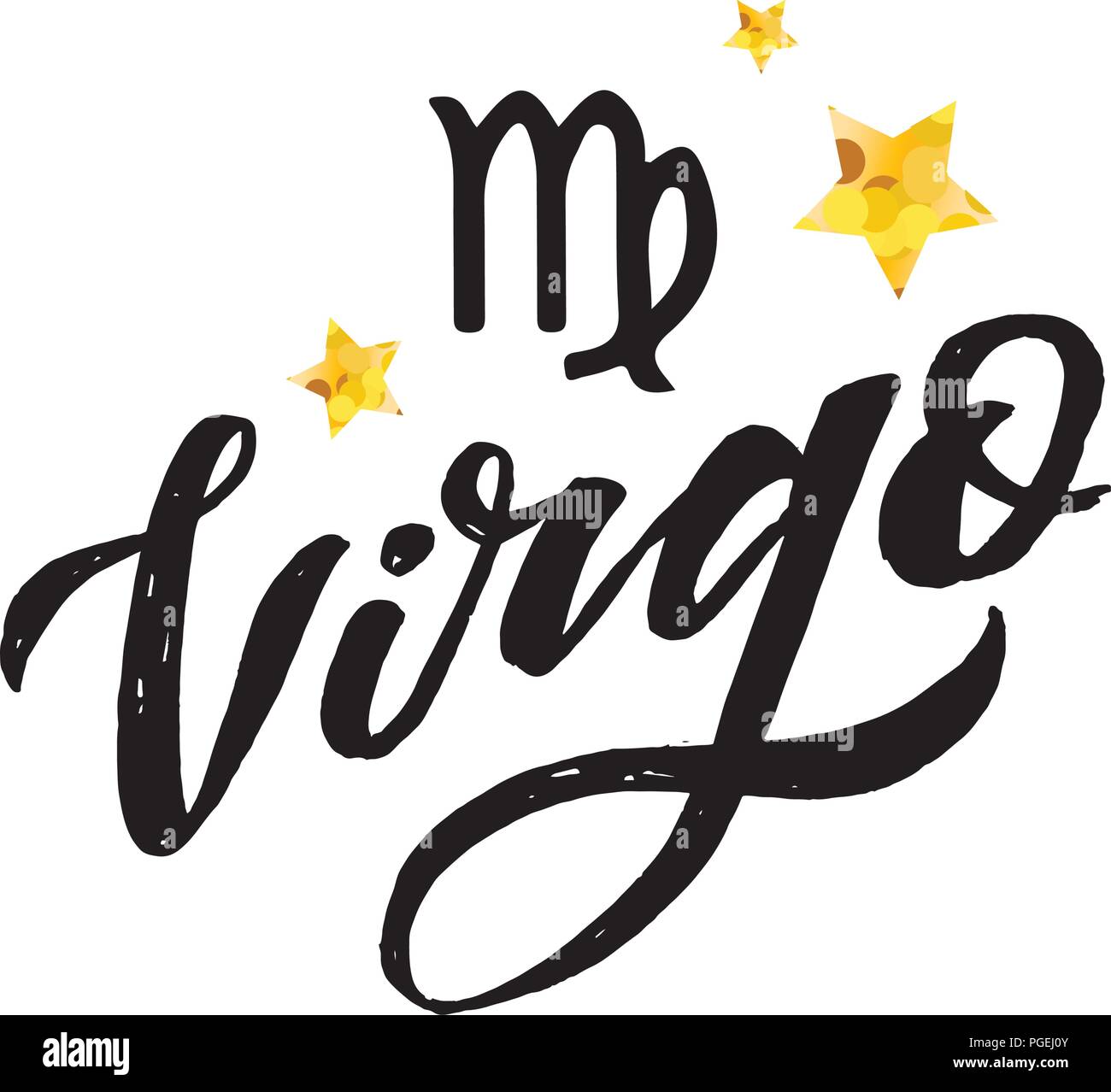 Virgo lettering Calligraphy Brush Text horoscope Zodiac sign ...