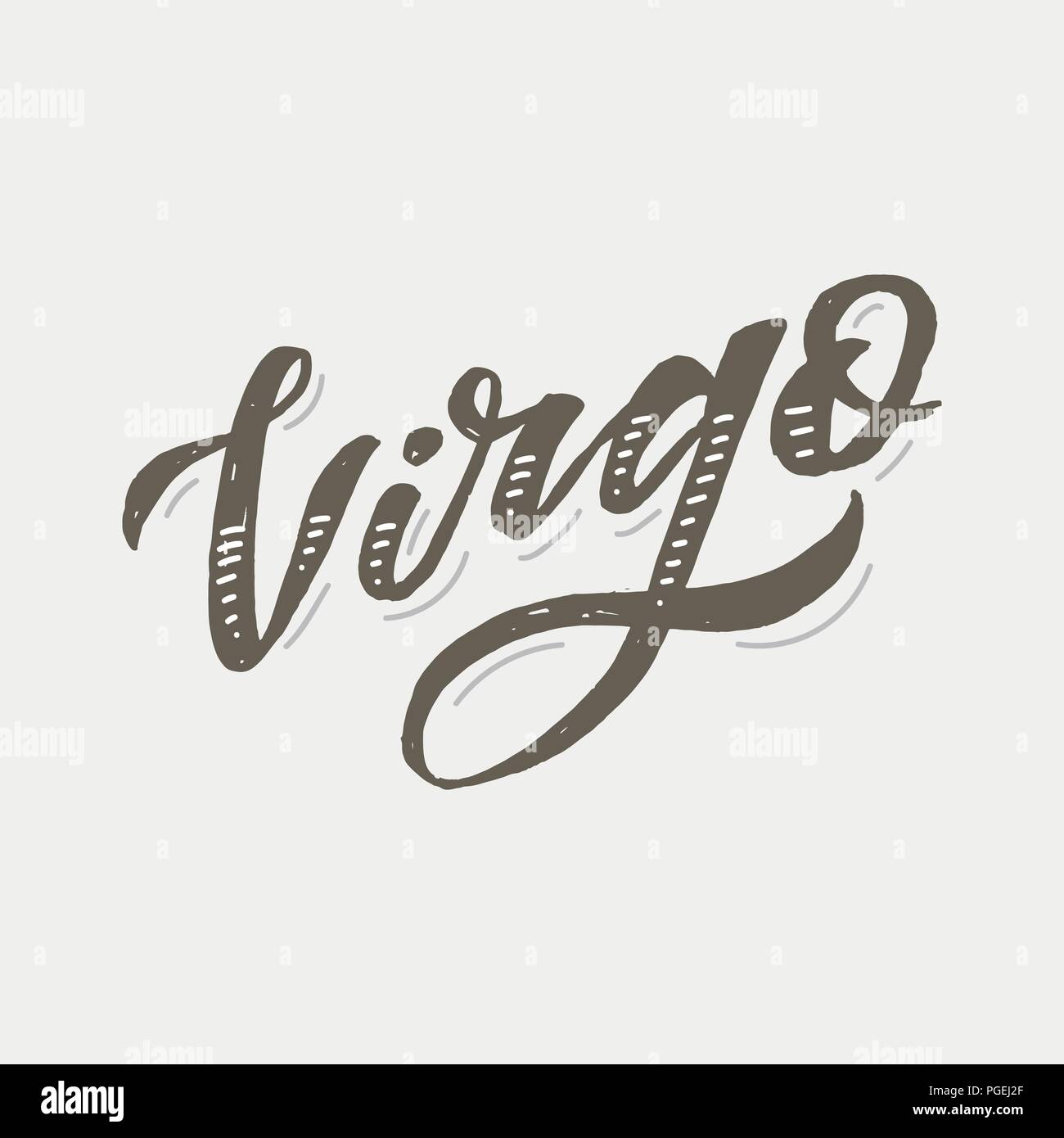 Virgo lettering Calligraphy Brush Text horoscope Zodiac sign ...