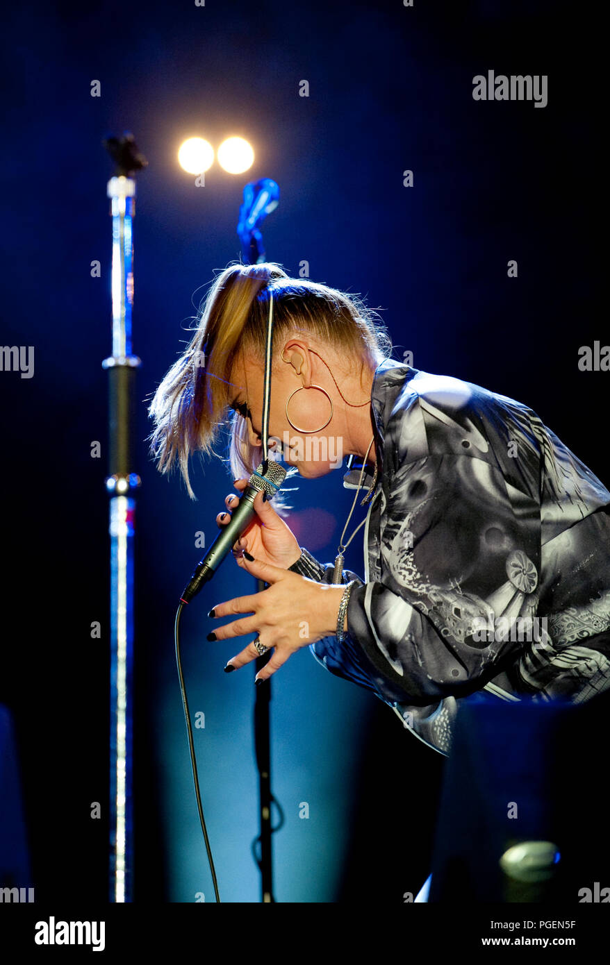 Dutch singer Anouk performing at the Suikerrock festival in Tienen ...