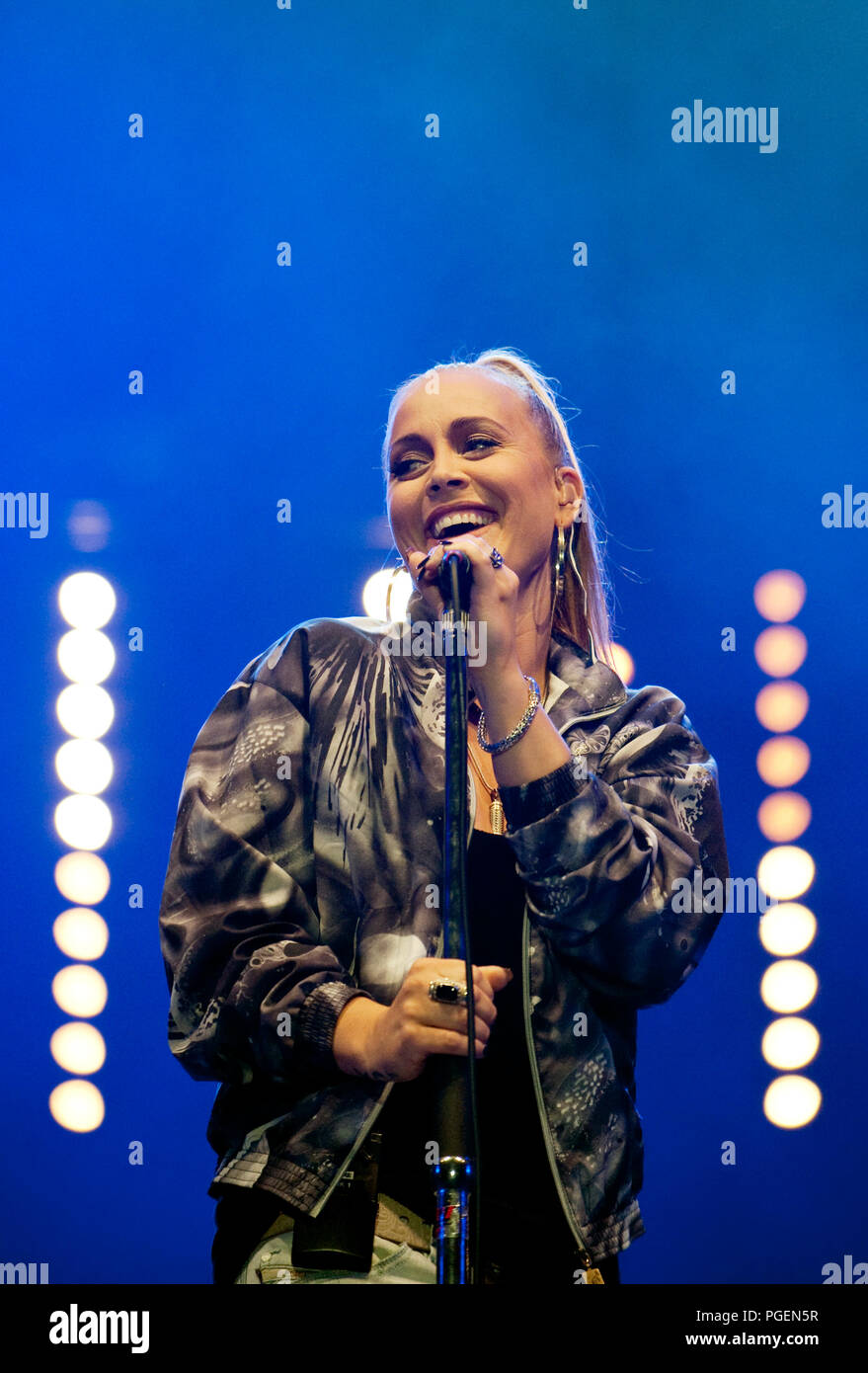Dutch singer Anouk performing at the Suikerrock festival in Tienen ...