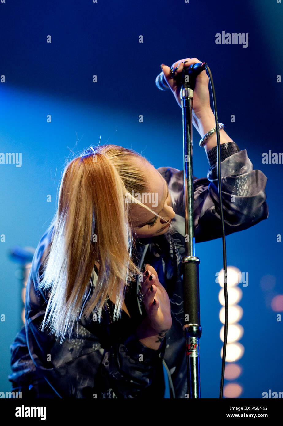 Dutch singer Anouk performing at the Suikerrock festival in Tienen ...