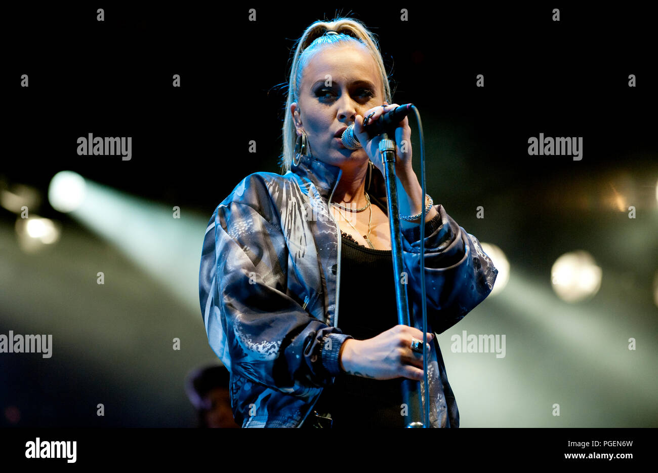 Dutch singer Anouk performing at the Suikerrock festival in Tienen ...