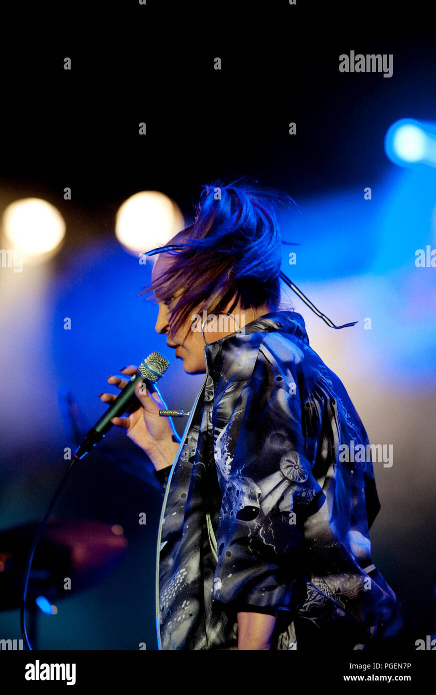 Dutch singer Anouk performing at the Suikerrock festival in Tienen ...