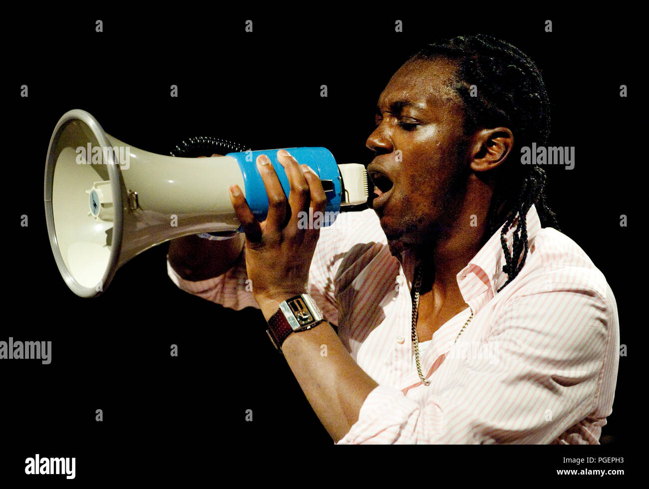 Belgian/Congolese rapper Baloji at the Nuits du Botanique in Brussels ...