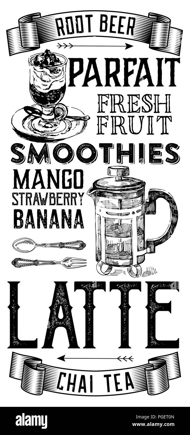 Vintage Coffee Shop Tea House Window Banner Designs Stock Photo - Alamy